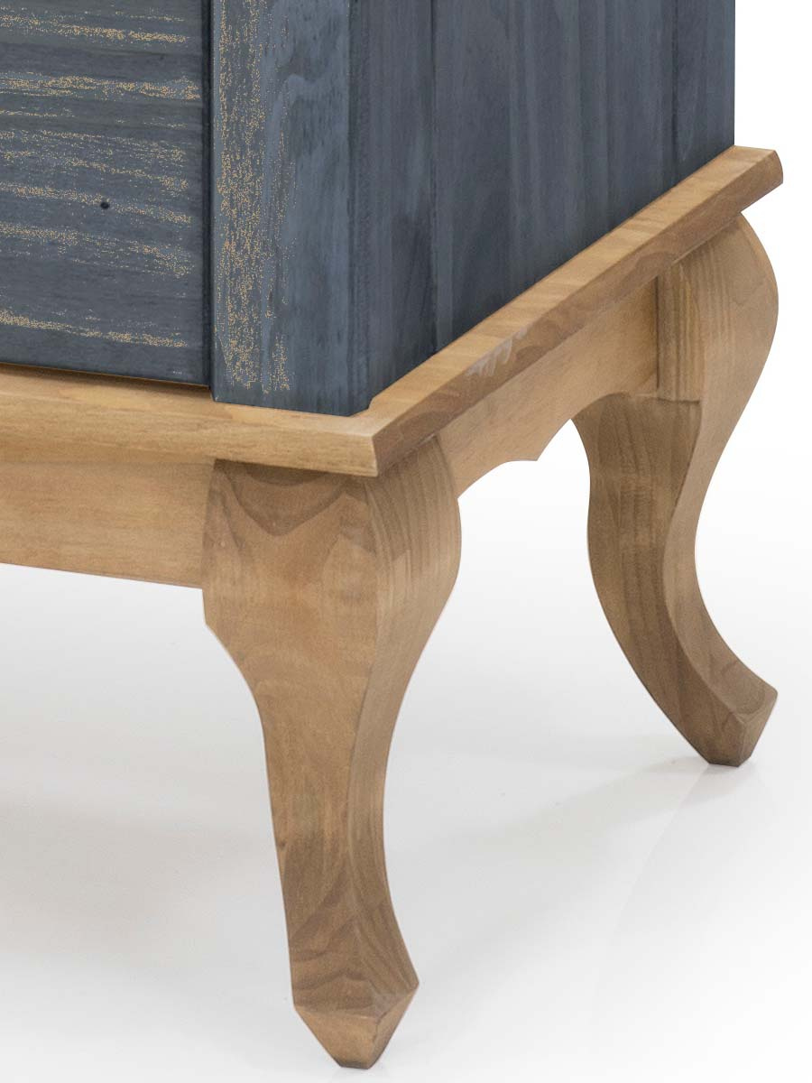 Cristaleira de Madeira 02 Portas 2 Gavetas Lateral Vidro Pés Luis XV ...