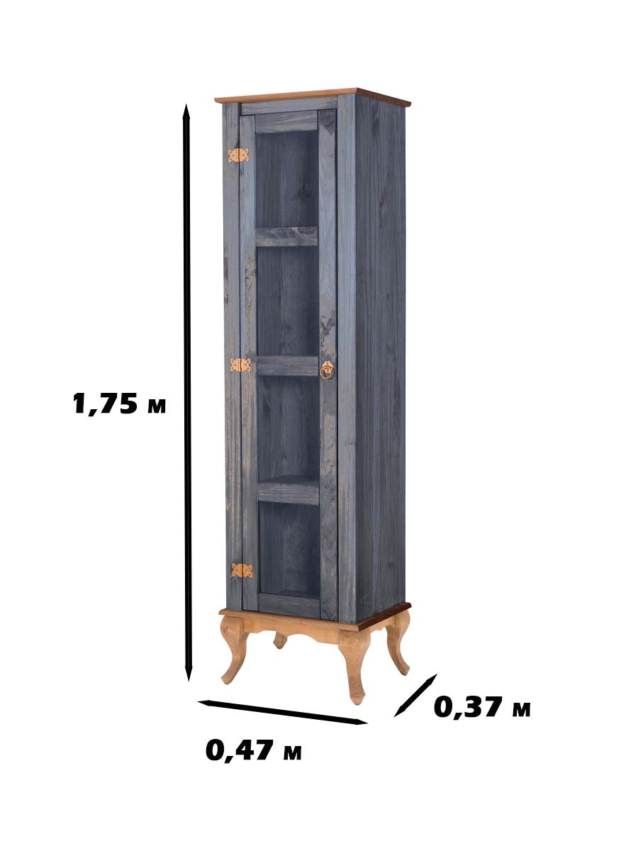 Cristaleira de Madeira 01 Porta Lateral Madeira Pés Luis XV 175 x 47 x ...