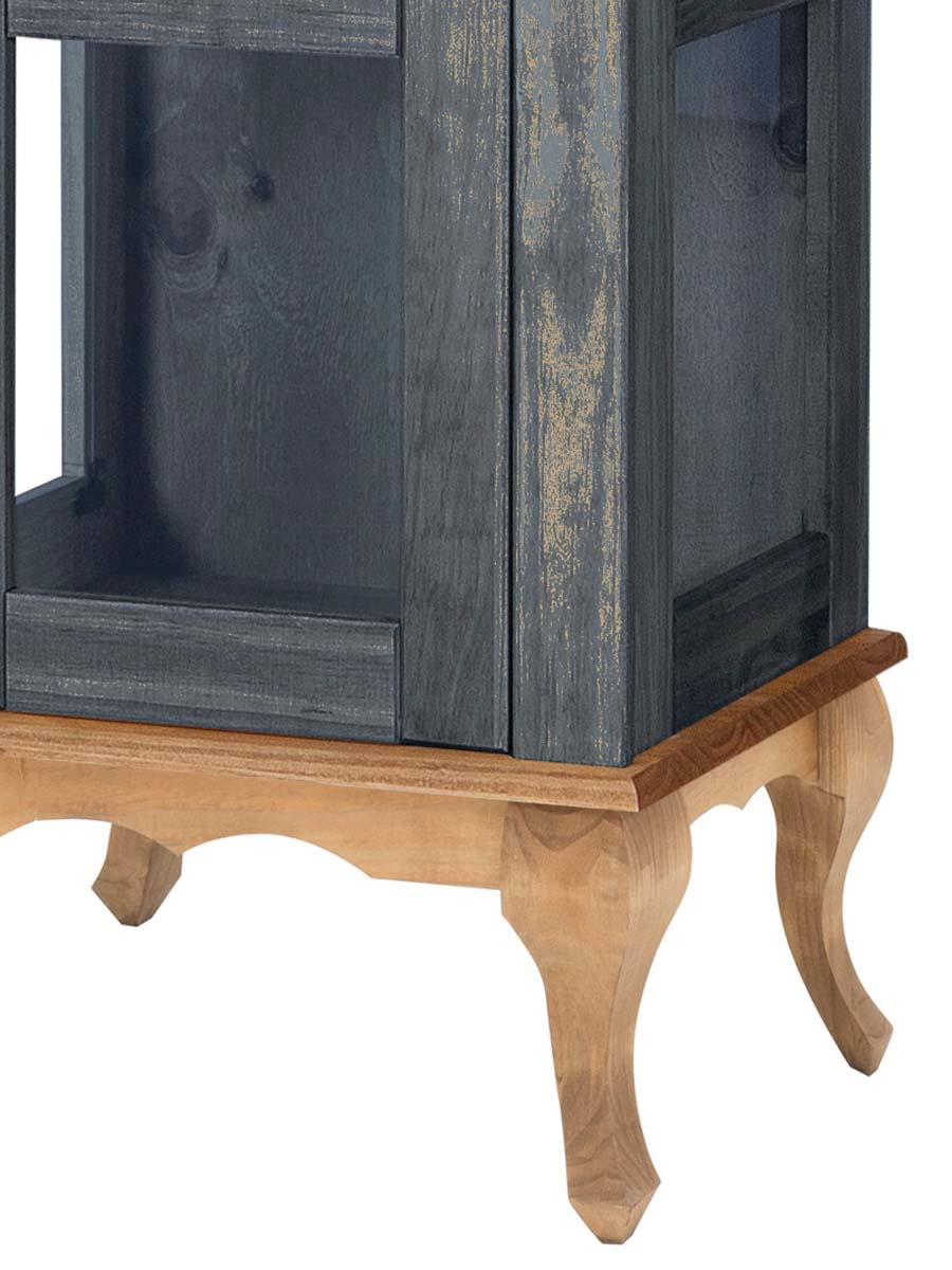 Cristaleira de Madeira 01 Porta Lateral Vidro Pés Luis XV 175 x 47 x 37 ...